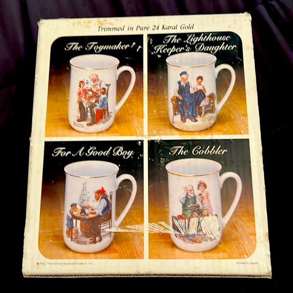 Dining | Norman Rockwell Collectors Mug Set 4 Mugs 24 Karat Gold ...